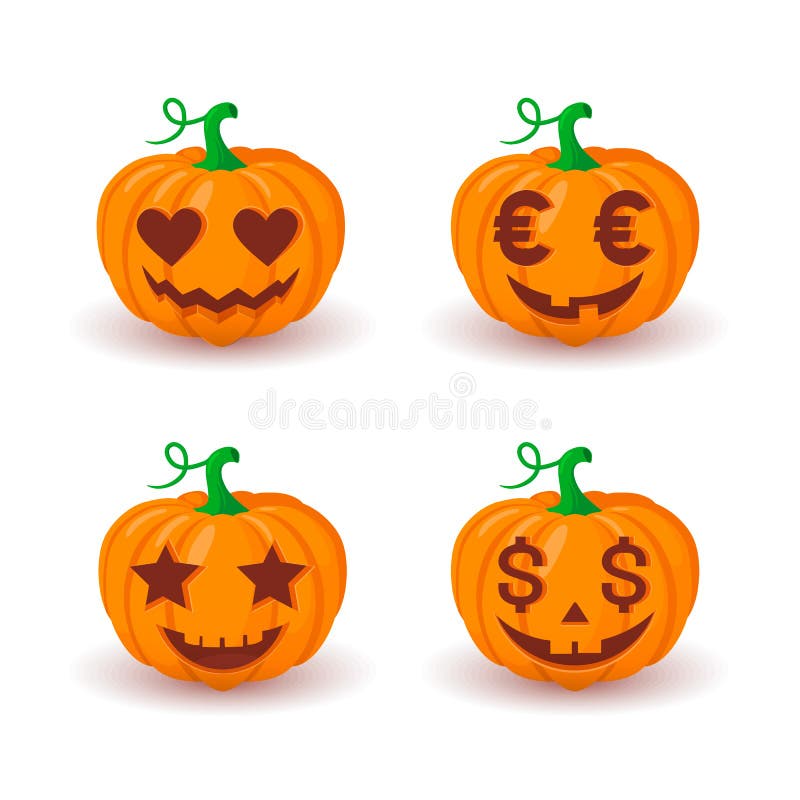 Varias Caras De La Calabaza Ilustración del Vector - Ilustración de ...