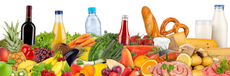 Variatie Van Voedsel En Dranken Stock Afbeelding - Image of ...