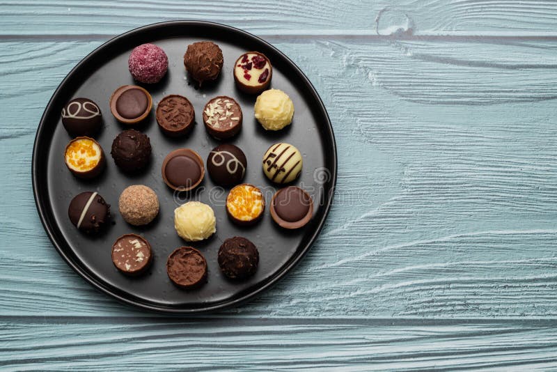 Variation of Chocolate Candies on a Plate Stock Image - Image of ...