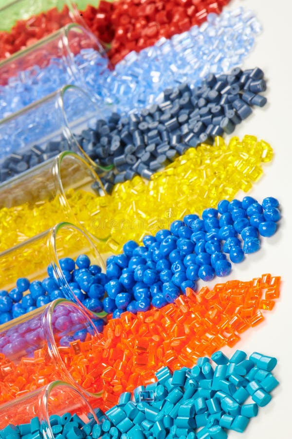 Several Colored Plastic Resins in Test Tubes in Laboratory Stock Photo ...