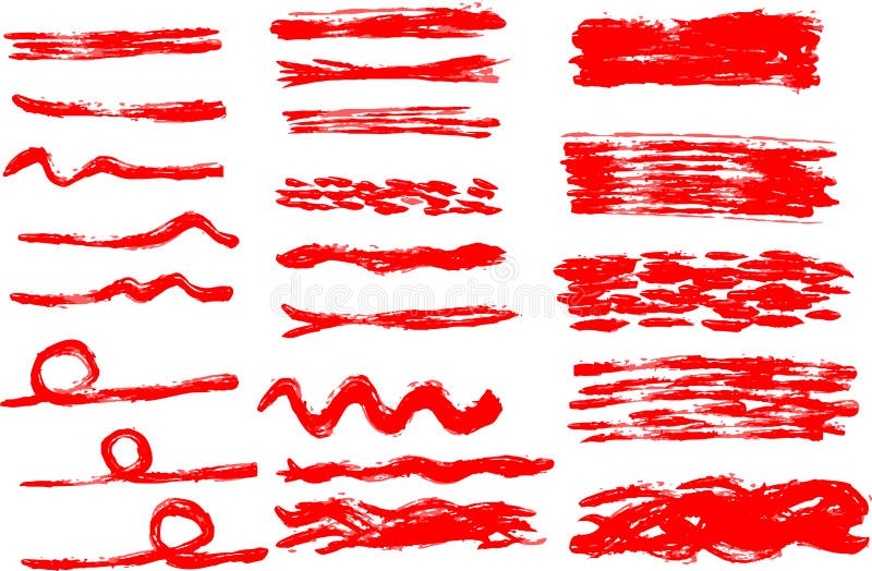 Variation of Handwritten Horizontal Red Lines Set Stock Vector ...