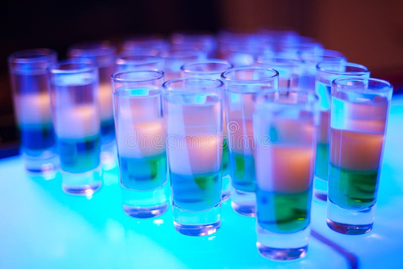 Variation of Hard Alcoholic Shots Served Stock Image - Image of counter ...