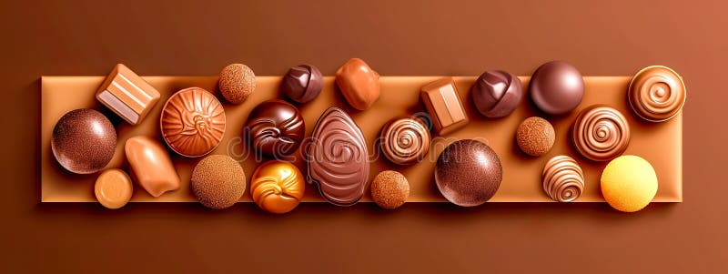 Variations of Chocolate Candies of Different Types and Flavors, Banner ...