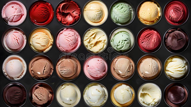Variations of Flavors of Ice Cream Top View. this is AI Generative ...
