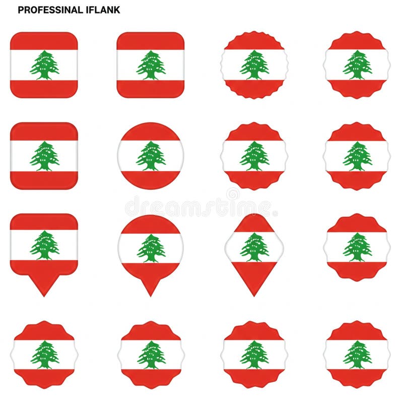 Variations of the Lebanese Flag are Displayed in Different Shapes on a ...