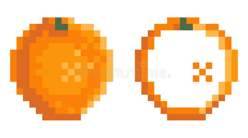 Variations of Orange Pixel Icons on a White Background. Stock Vector ...