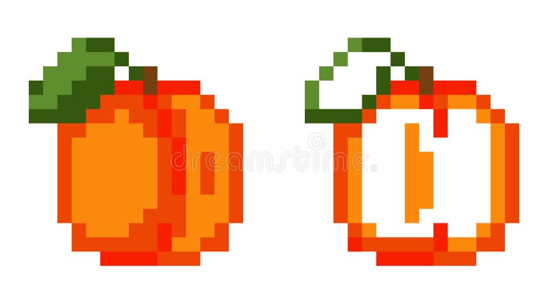 Variations of Peach Pixel Icons on a White Background. Stock Vector ...