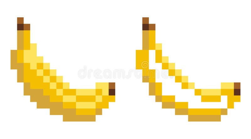 Variations of Pixel Banana Icons on a White Background. Stock Vector ...