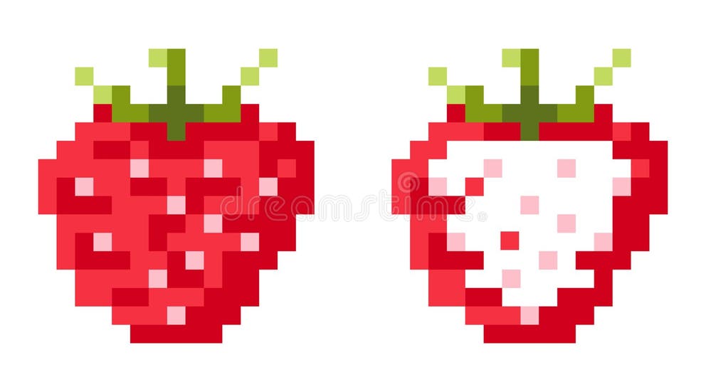 Variations of Raspberry Pixel Icons on a White Background. Stock Vector ...
