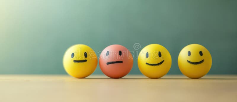 Variations of Smiley Faces on a Table Stock Photo - Image of design ...