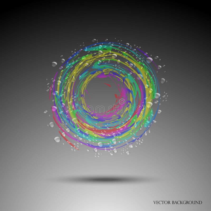 Varicoloured Water Circle. Whirlpool, Realistic Water Droplets Vector ...