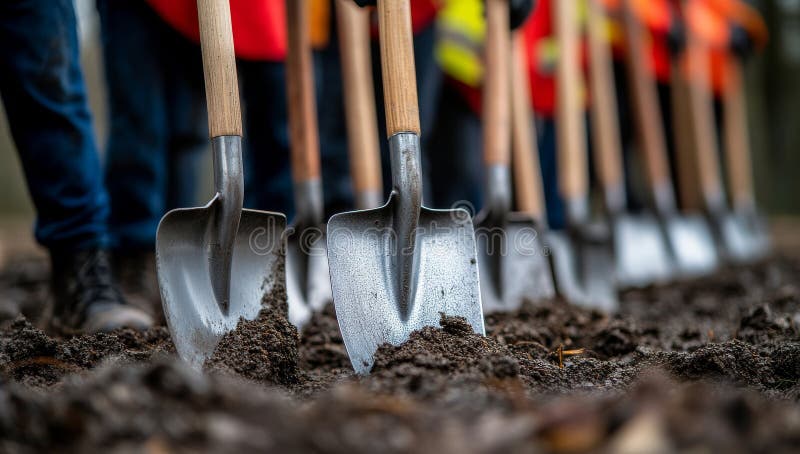 A Varied Assembly of Construction Workers at the Groundbreaking ...
