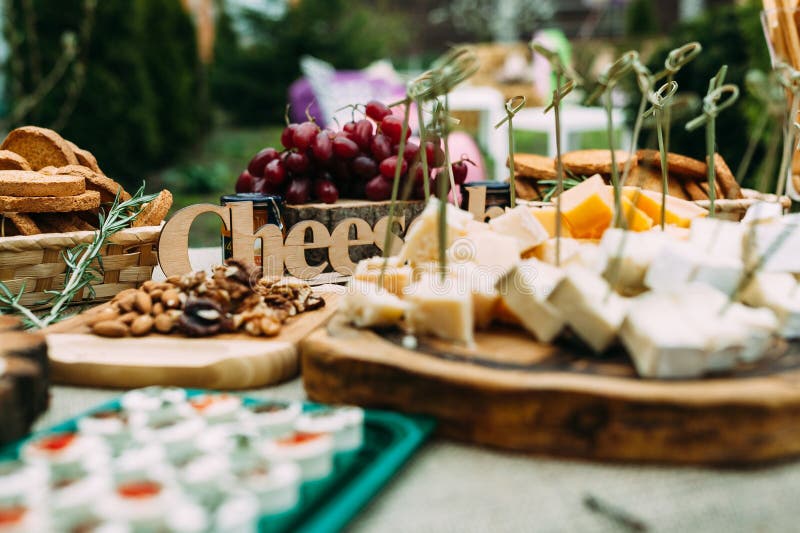 Varied Cheese Layout in the Open Air Stock Photo - Image of cutting ...