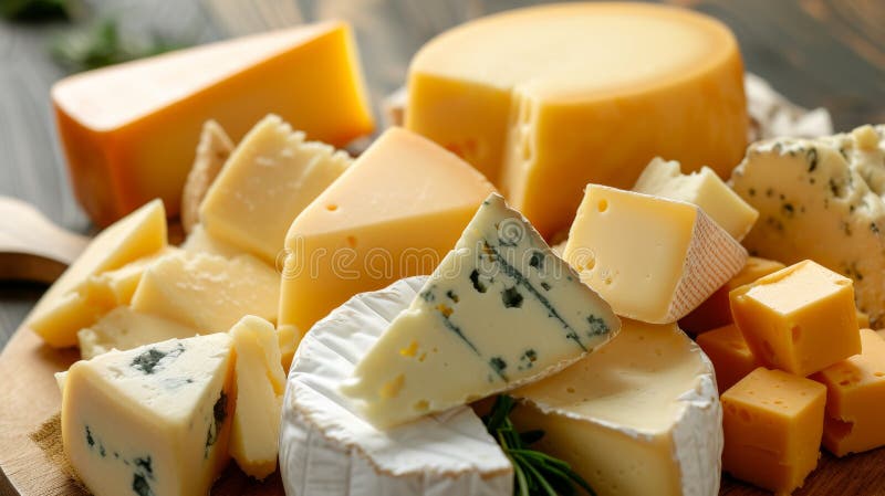 Varied Cheese Platter with Herbs and Cheese Types Stock Image - Image ...