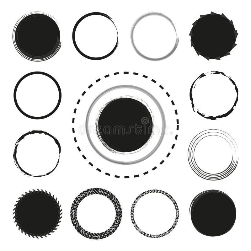 Varied Circular Frames. Solid Fills To Brush Strokes. Geometric and ...