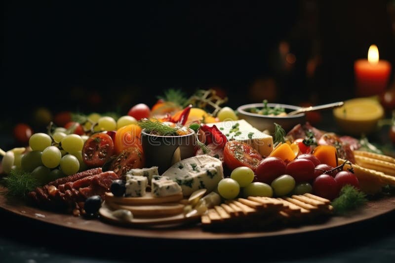Varied Dinner Platter Appetizers. Generate Ai Stock Image - Image of ...