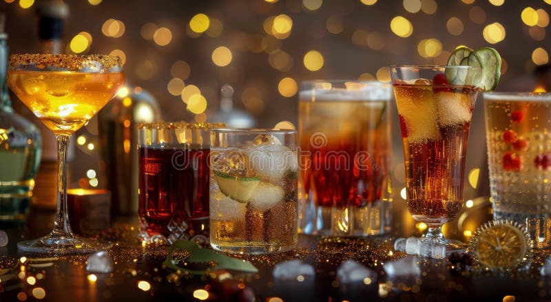 Varied Drinks Spread on Table Stock Photo - Image of cans, drinkware ...