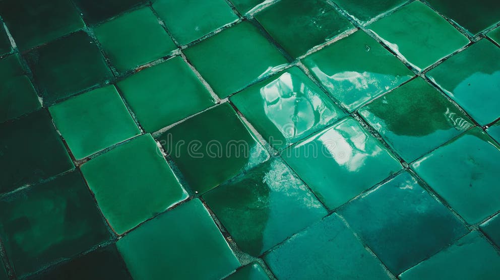 Varied Green Tile Texture with Dark Grout for Interior Design Projects ...
