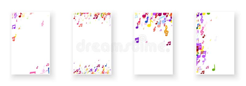 Varied Musical Note Borders on White Stock Vector - Illustration of ...