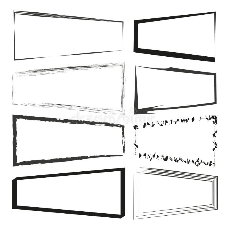 Varied Rectangular Frames. Hand Drawn Borders. Geometric Uneven ...