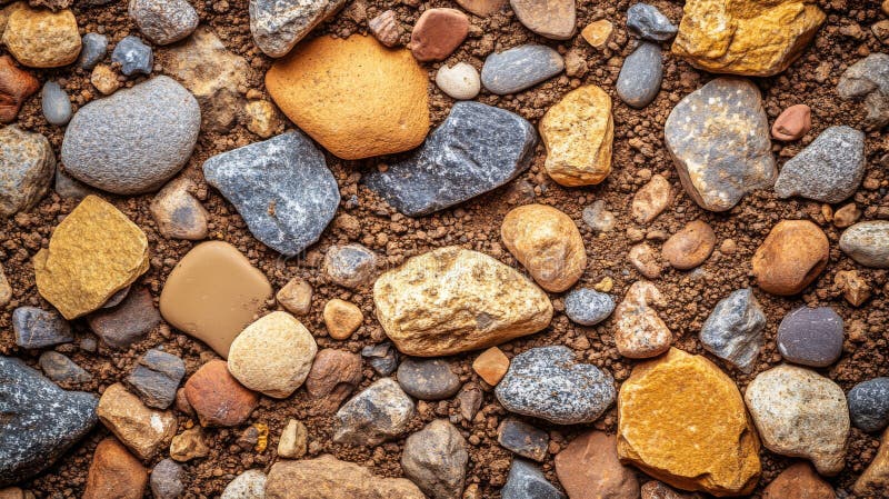 Varied Rocks Resting on Dark Brown Soil Stock Illustration ...