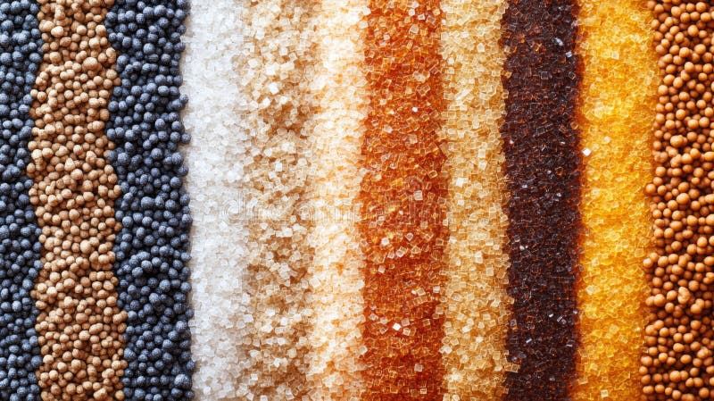 Varied Sugar Crystals and Granules Texture Display Stock Illustration ...