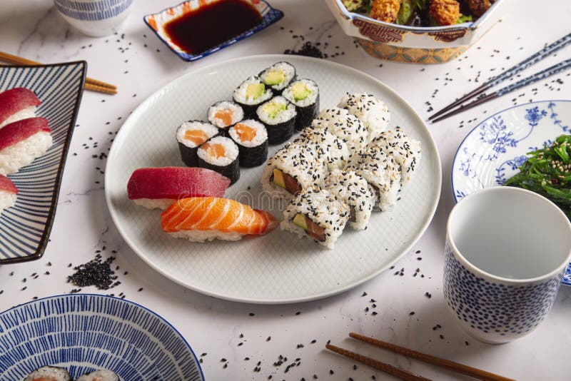 Varied Sushi Menu at the Restaurant Table Stock Image - Image of japan ...