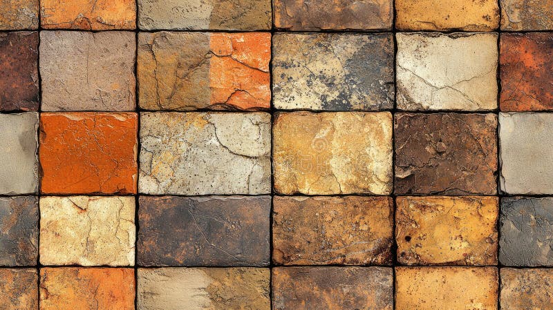 Varied Textured Stone Blocks Forming a Colorful Geometric Pattern with ...