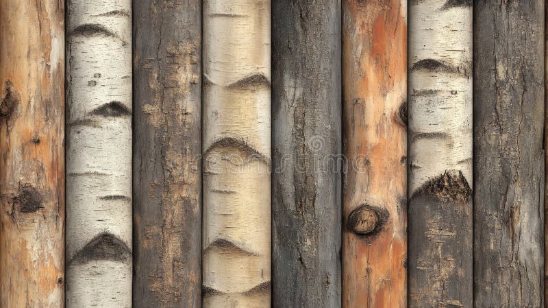 Varied Wooden Logs Vertical Texture Background Stock Illustration ...