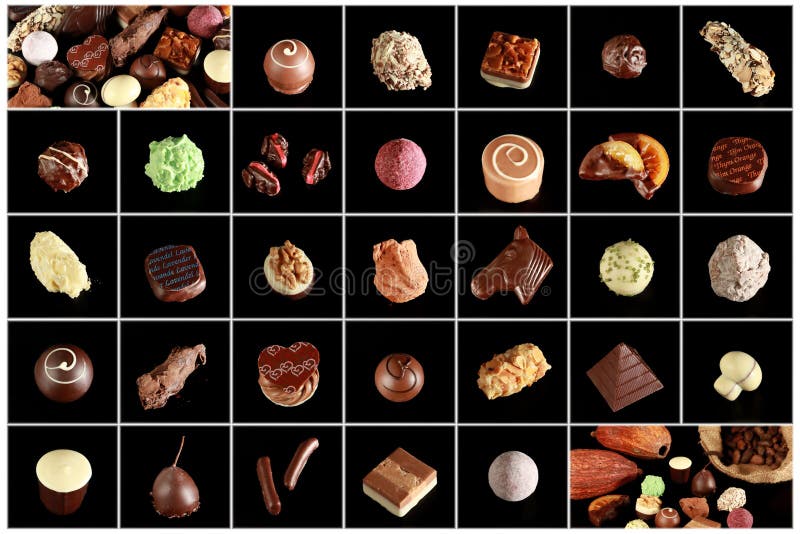 Variedad De Chocolates Especiales Foto de archivo - Imagen de pralino ...