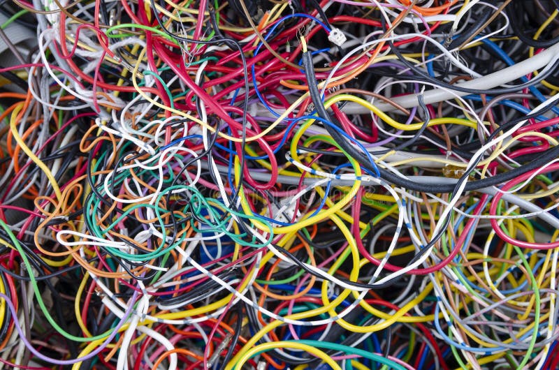 Variegated Electrical Cables Creating an Abstract Backdrop with a ...