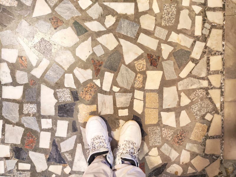 Multi-Colored Tiled Flooring with Intricate Patterns. Background ...