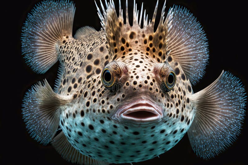 Variegated White Brown Puffer Fish with Sharp Spines on Body Stock ...