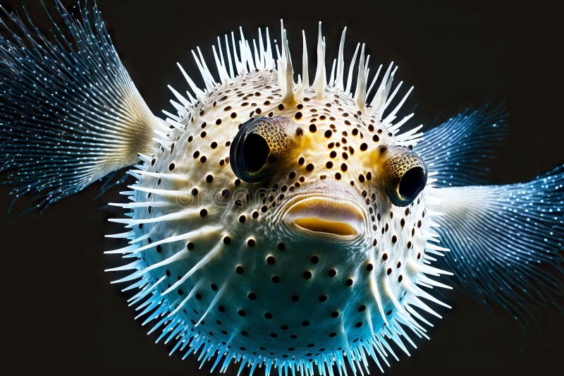 Variegated White Brown Puffer Fish with Sharp Spines on Body Stock ...