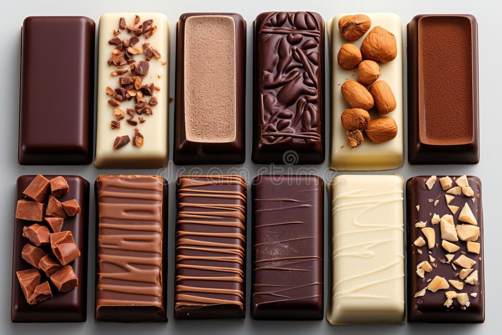 Varieties of Chocolate-covered Mousse Cakes in Different Flavors. Stock ...