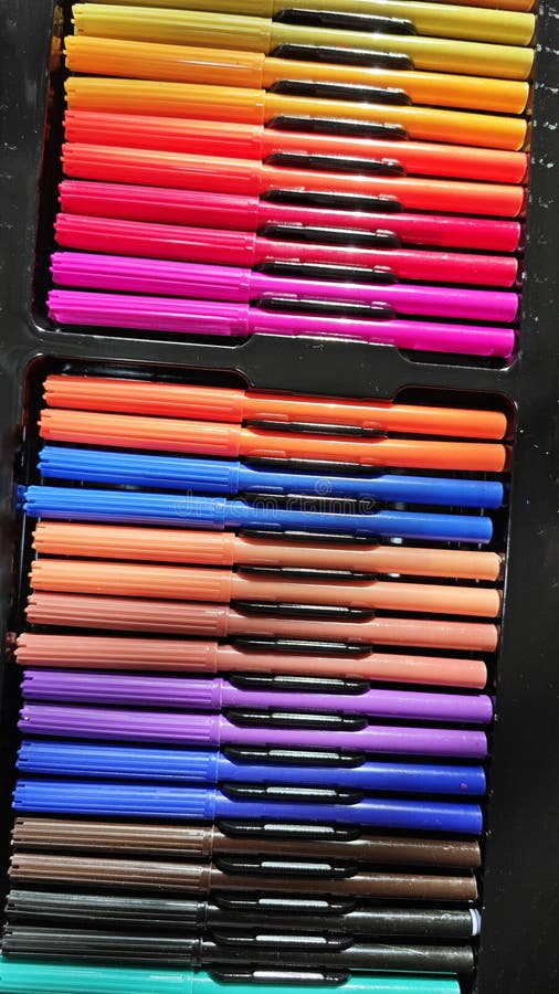 Varieties of Coloring Collection Materials Inside the Box. Stock Photo ...