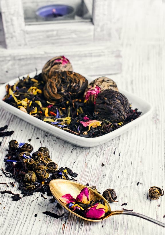 Varieties of teas stock photo. Image of spoon, aromatherapy - 66777378