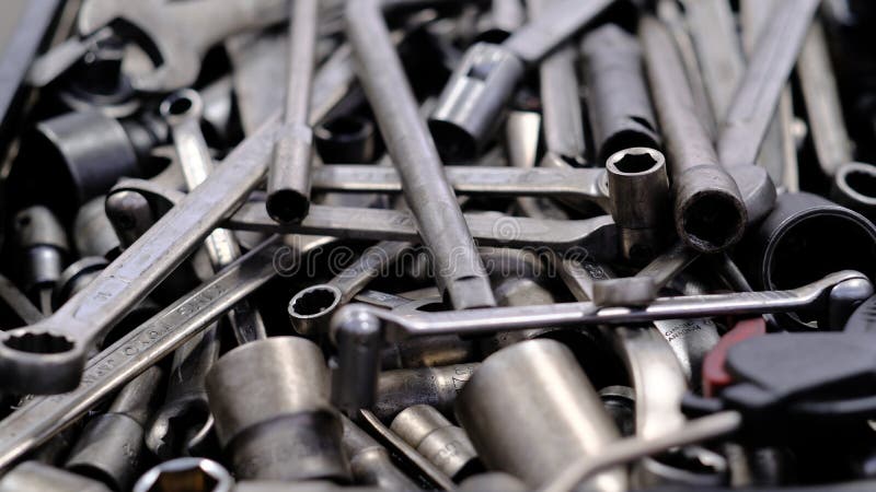 Varieties of Tools in the Auto Garage To Help Foreman during Work Stock ...