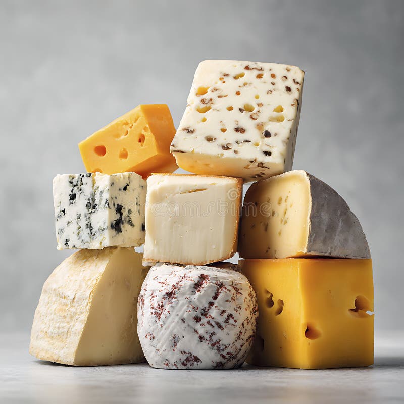 Variety of Aged and Soft Cheeses in Natural Light Setting Stock Photo ...