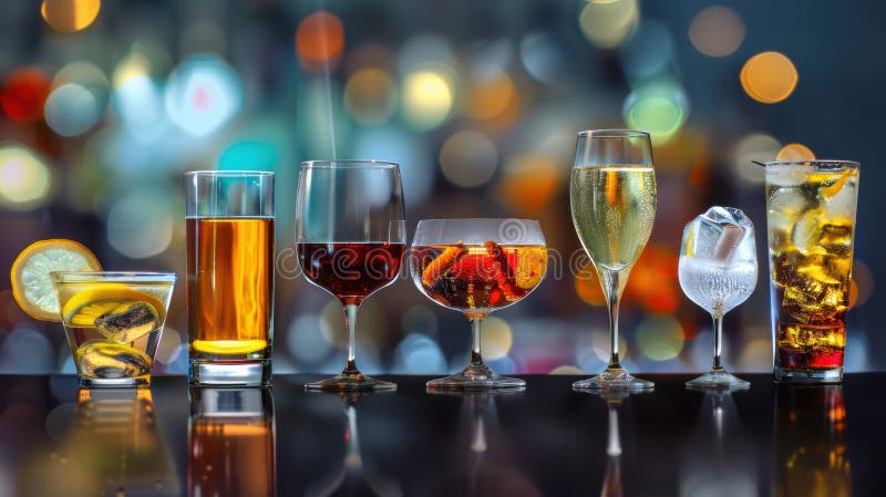 Variety of Alcoholic Drinks. High-detailed Drink Concept Stock Photo ...