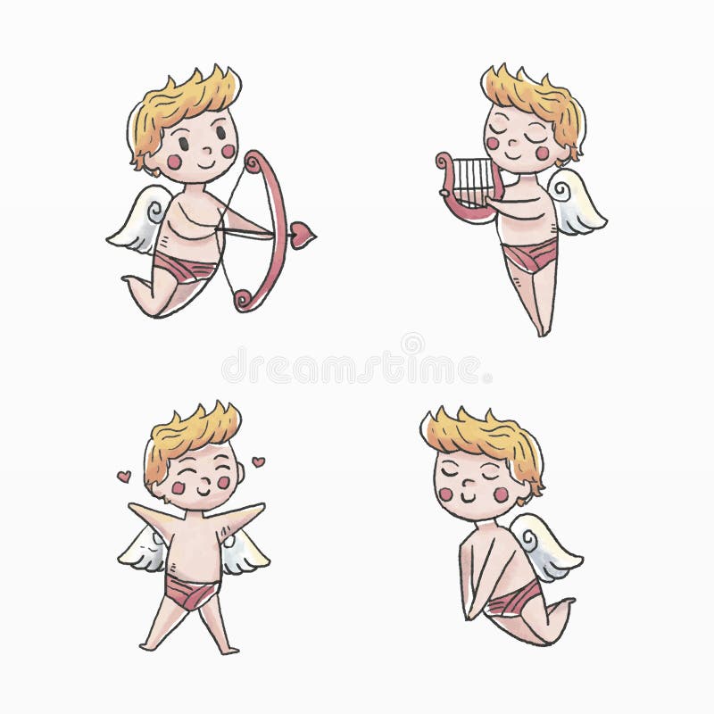 Variety of angel cupid set stock vector. Illustration of design - 169513376