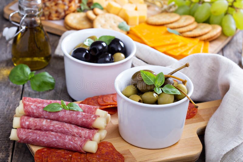 Variety of Appetizers on Dinner Table Stock Photo - Image of assorted ...