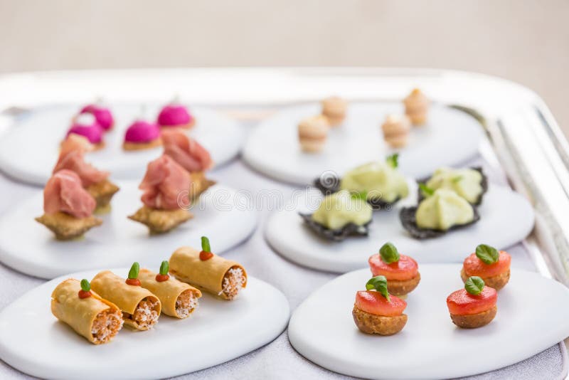 Variety Appetizers and Finger Food Stock Photo - Image of event, herb ...