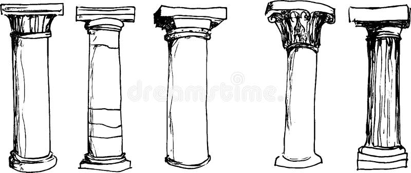 Variety of Architectural Columns in Classical Styles Stock Illustration ...