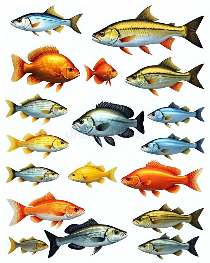 Variety of Assorted Different Fish in Vibrant Colours Stock ...