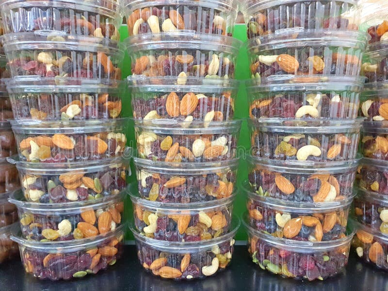 Pre-packed Mix Nuts and Raisins Stock Image - Image of fruit, nuts ...