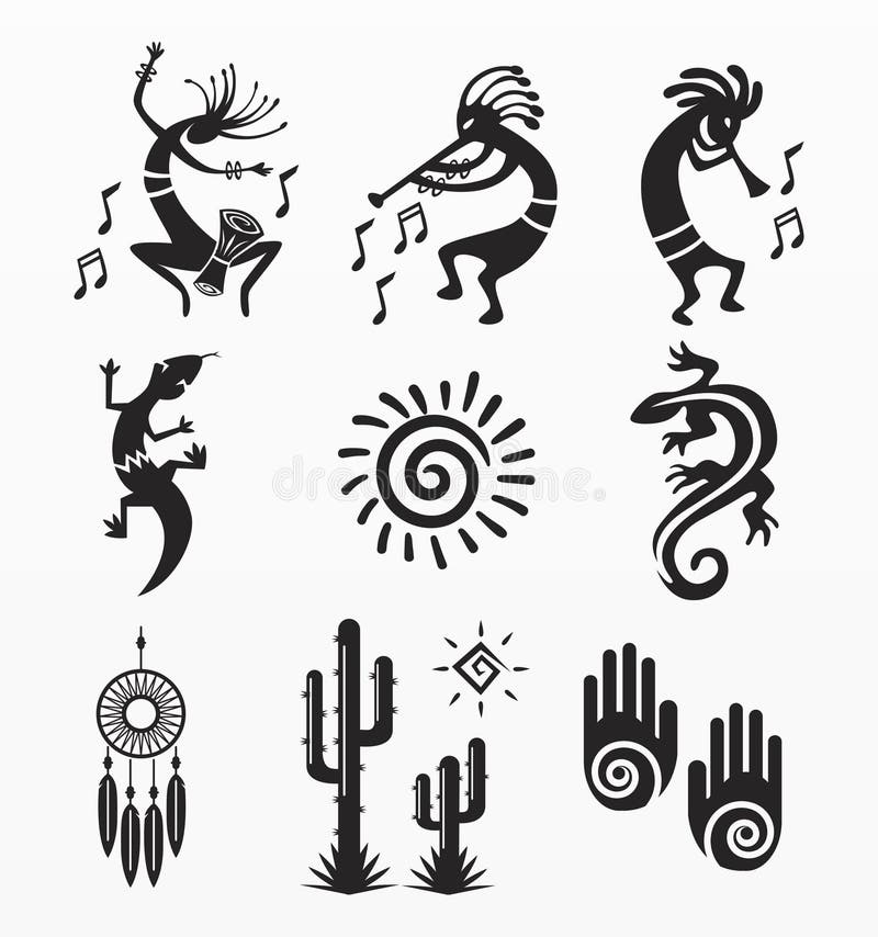 Variety of Aztec Elements Set Stock Illustration - Illustration of ...