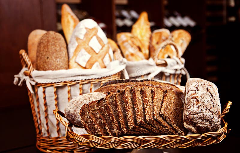 Fresh Baked Bread In Baskets Stock Image - Image of groceries, crust ...