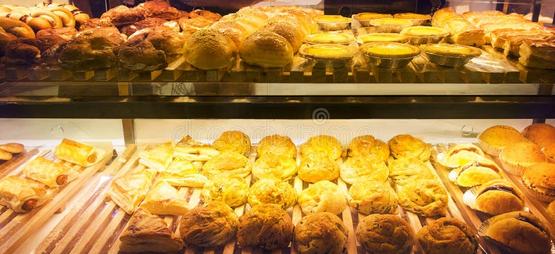 Variety of Bakery Products on the Shelf Stock Photo - Image of stall ...