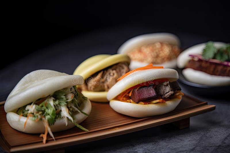 A Variety of Bao Buns with Different Fillings, Including Savory and ...